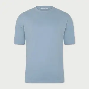 PAUL JAMES KNITWEAR Ultra Fine Cotton Silass Oversized Knitted T-shirt Light - Blue