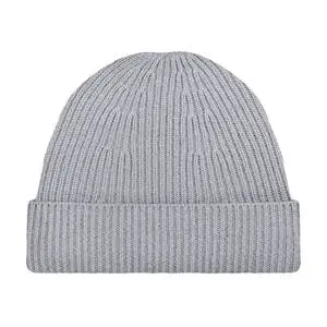 PAUL JAMES KNITWEAR Merino Cashmere Ribbed Beanie - Grey