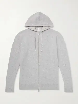 Eleventy Ribbed Cashmere Zip-up Hoodie - Gray