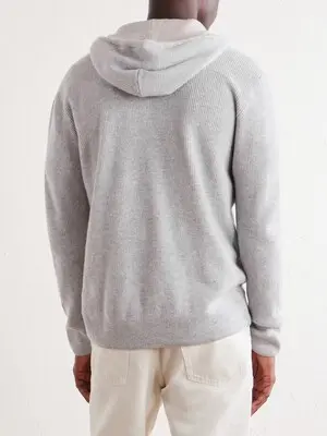 Eleventy Ribbed Cashmere Zip-up Hoodie