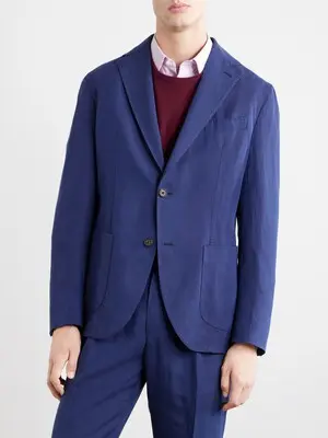 Eleventy Lyocell And Linen-blend Suit Jacket
