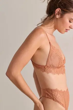 Free People Lacebound Longline Triangle Bralette - Hazel