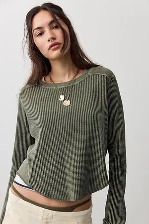 Free People Baby Blake Thermal Top - Evergreen