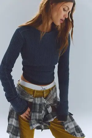 Free People Baby Blake Thermal Top - Outer Space