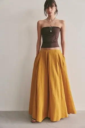 Free People Solid Maxi Skirt - Bronze Brown
