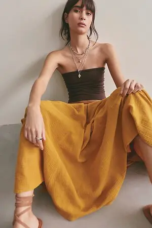 Free People Solid Maxi Skirt - Bronze Brown