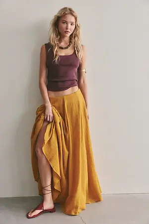 Free People Solid Maxi Skirt - Bronze Brown