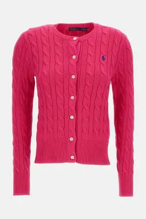 Polo Ralph Lauren Cardigan Girocollo A Trecce - Rosa