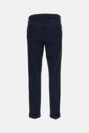 FAY Slim-fit Stretch Cotton Gabardine Capri Pants - Blue