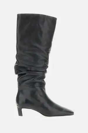 ALOHAS Kalila Knee-high Leather Boots With Block Heel - Nero