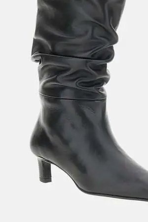 ALOHAS Kalila Knee-high Leather Boots With Block Heel - Nero