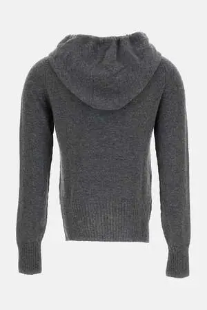 Simone Rocha Crystal Embellished Cashmere Hooded Sweater - Grey
