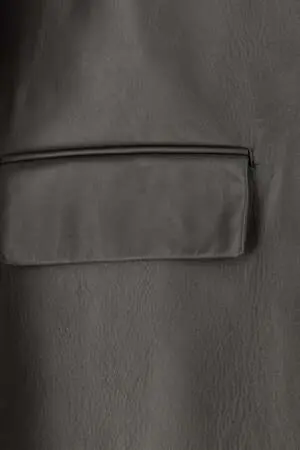 RIER Rieri Dark Leather Jacket With High Collar
