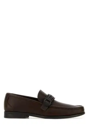 FERRAGAMO Dark Leather Caspian Loafers - Brown