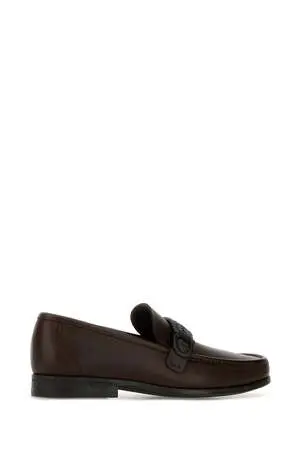 FERRAGAMO Dark Leather Caspian Loafers
