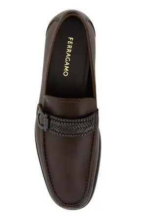 FERRAGAMO Dark Leather Caspian Loafers