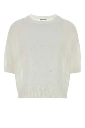 Brunello Cucinelli Linen Blend Sweater - White