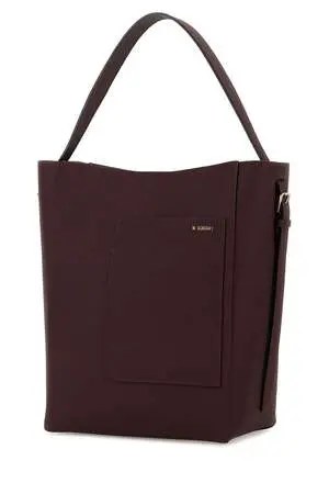 VALEXTRA Burgundy Leather Soft Bucket Bag