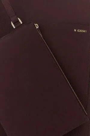 VALEXTRA Burgundy Leather Soft Bucket Bag