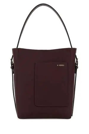 VALEXTRA Burgundy Leather Small Soft Bucket Bag - Red