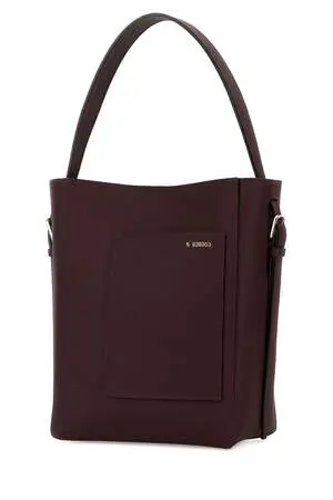 VALEXTRA Burgundy Leather Small Soft Bucket Bag