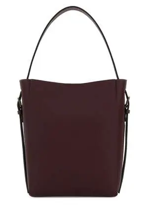 VALEXTRA Burgundy Leather Small Soft Bucket Bag