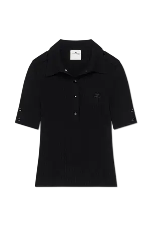 COURREGES Ribbed Slim-fit Polo - Black