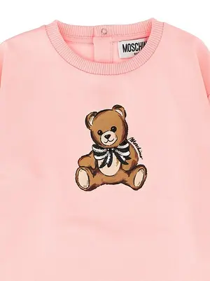 Moschino Teddy Bear Graphic Puff Sleeve Dress