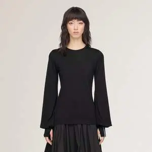 Adidas Y-3 Wool Cinched Drape Long Sleeve Tee - Black