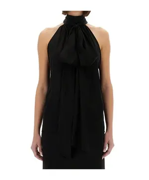 TOM FORD Sleeveless Lavalliere Blouse - Black