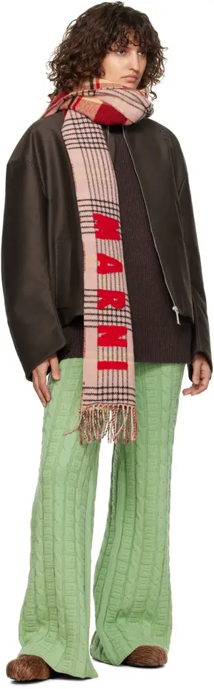 Marni Intarsia-knit Logo Scarf
