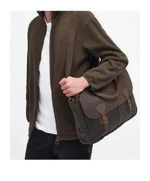 Barbour Foldover Logo Embossed Briefcase