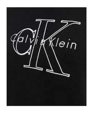 Calvin Klein Logo Embroidered Cropped Sweater - Black