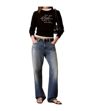 Calvin Klein Logo Embroidered Cropped Sweater
