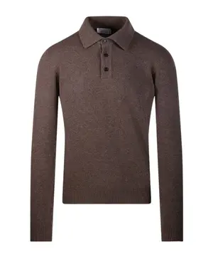 ROBERTO COLLINA Long-sleeve Polo Shirt - Brown