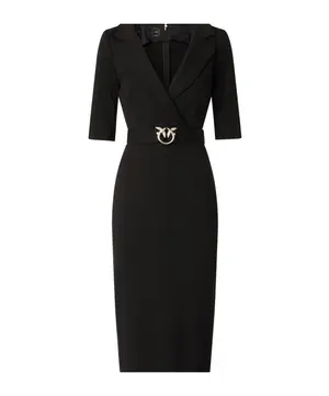Pinko Short Sleeve Belted Dress With V-neck