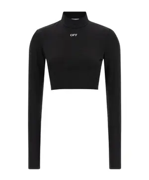 Off-White Off Stamp Crop Top - Black