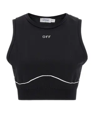 Off-White Crewneck Sports Vest With Contrasting Logo - Black