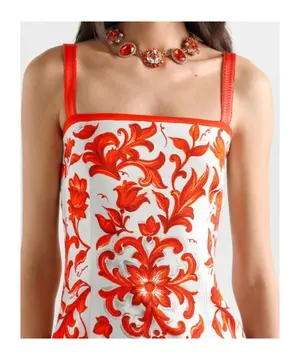 Dolce & Gabbana Majolica-print Charmeuse Dress