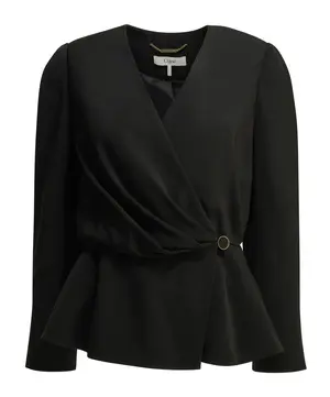Chloé Draped Peplum Top With V-neck And Ring Detail