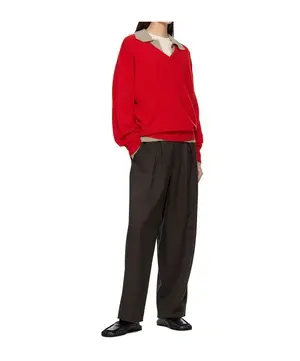 SSSTEIN Cashmere Knitted V-neck Long-sleeve Sweater