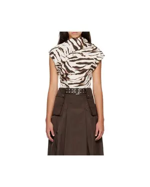GANNI Draped Open-back Top - Egret