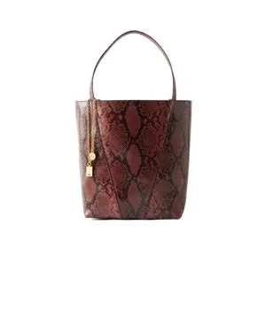Chloé Spin Embellished Snake-effect Leather Tote - Brown