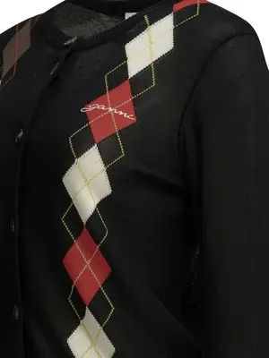 GANNI Argyle Buttoned Cardigan - Black