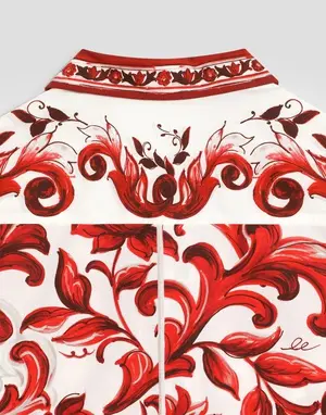 Dolce & Gabbana Short-sleeved Majolica Print Poplin Shirt