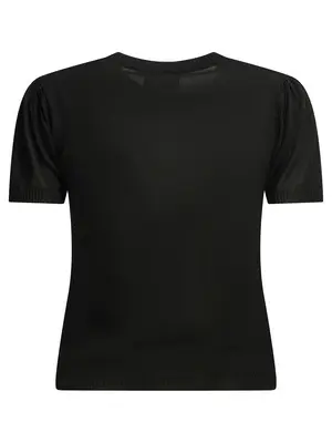 GANNI Argyle Short-sleeve Knitted Top - Black