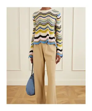 La DoubleJ Chevron-pattern Cropped Sweater