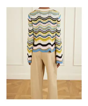 La DoubleJ Chevron-pattern Cropped Sweater