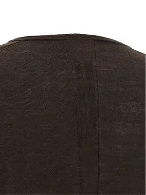 Rick Owens Cropped V-neck Batwing Wool Sweater