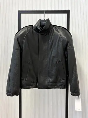 Saint Laurent High Neck Leather Jacket